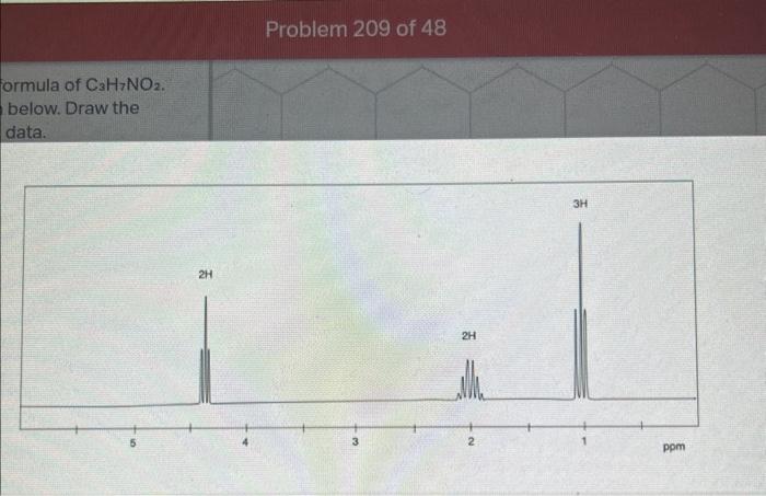Solved A 'HNMR spectrum is shown for a molecule with the | Chegg.com