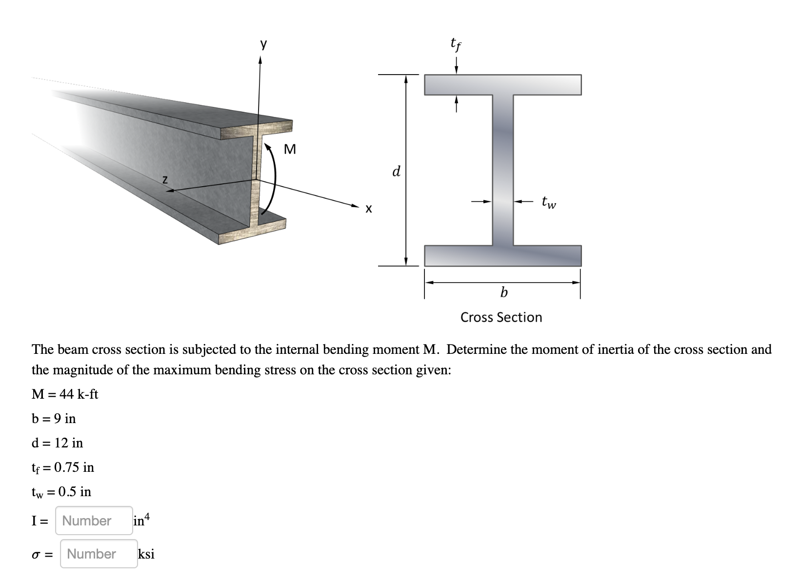 The beam cross section is ﻿subjected to ﻿the internal | Chegg.com