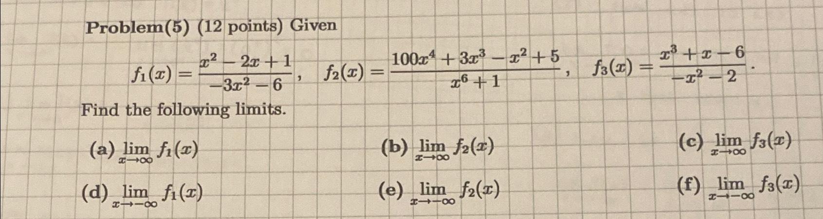 Solved Problem(5) (12 ﻿points) | Chegg.com