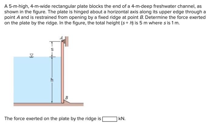 Solved A 5-m-high, 4-m-wide rectangular plate blocks the end | Chegg.com