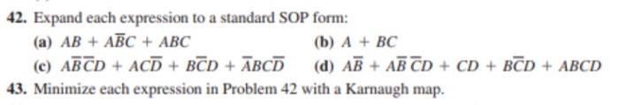 Solved 42. Expand each expression to a standard SOP form: | Chegg.com