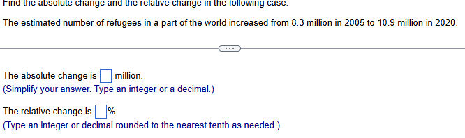 Solved Find the absolute change and the relative change in | Chegg.com