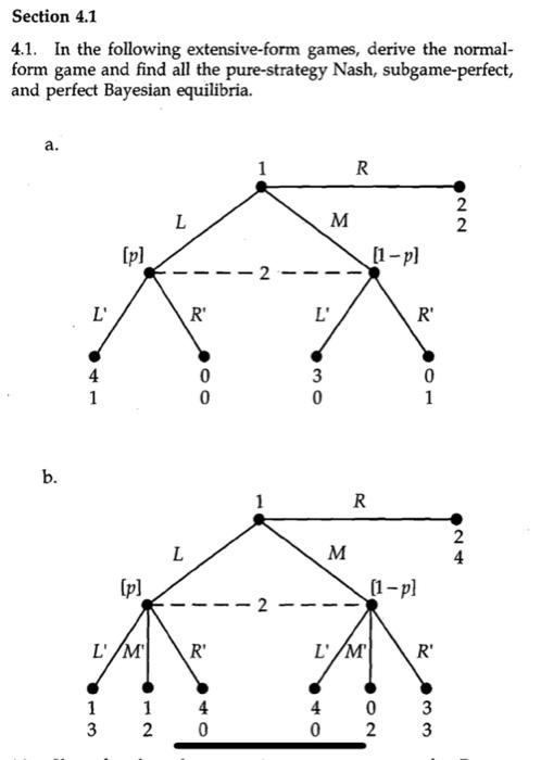 Solved Section 4.1 4.1. In the following extensive-form | Chegg.com