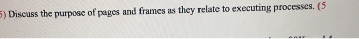 Solved 5) Discuss the purpose of pages and frames as they | Chegg.com