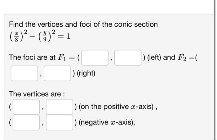 Solved Find the vertices and foci of the conic section | Chegg.com