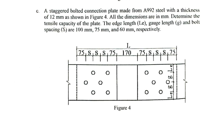 Solved c. ﻿A staggered bolted connection plate made from | Chegg.com