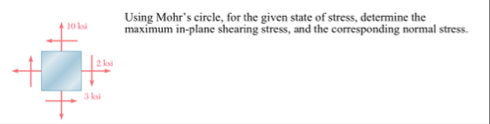 Solved Using Mohr's circle, for the given state of stress, | Chegg.com