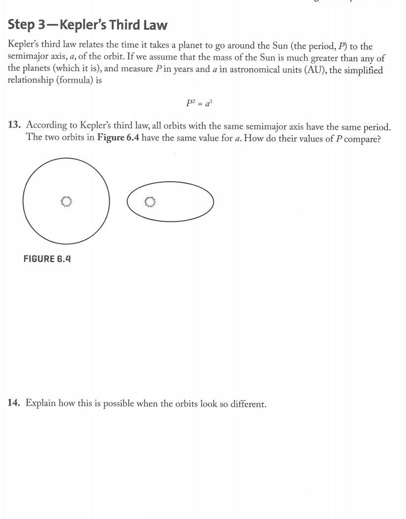 Solved Step 3-Kepler's Third Law Kepler's third law relates | Chegg.com