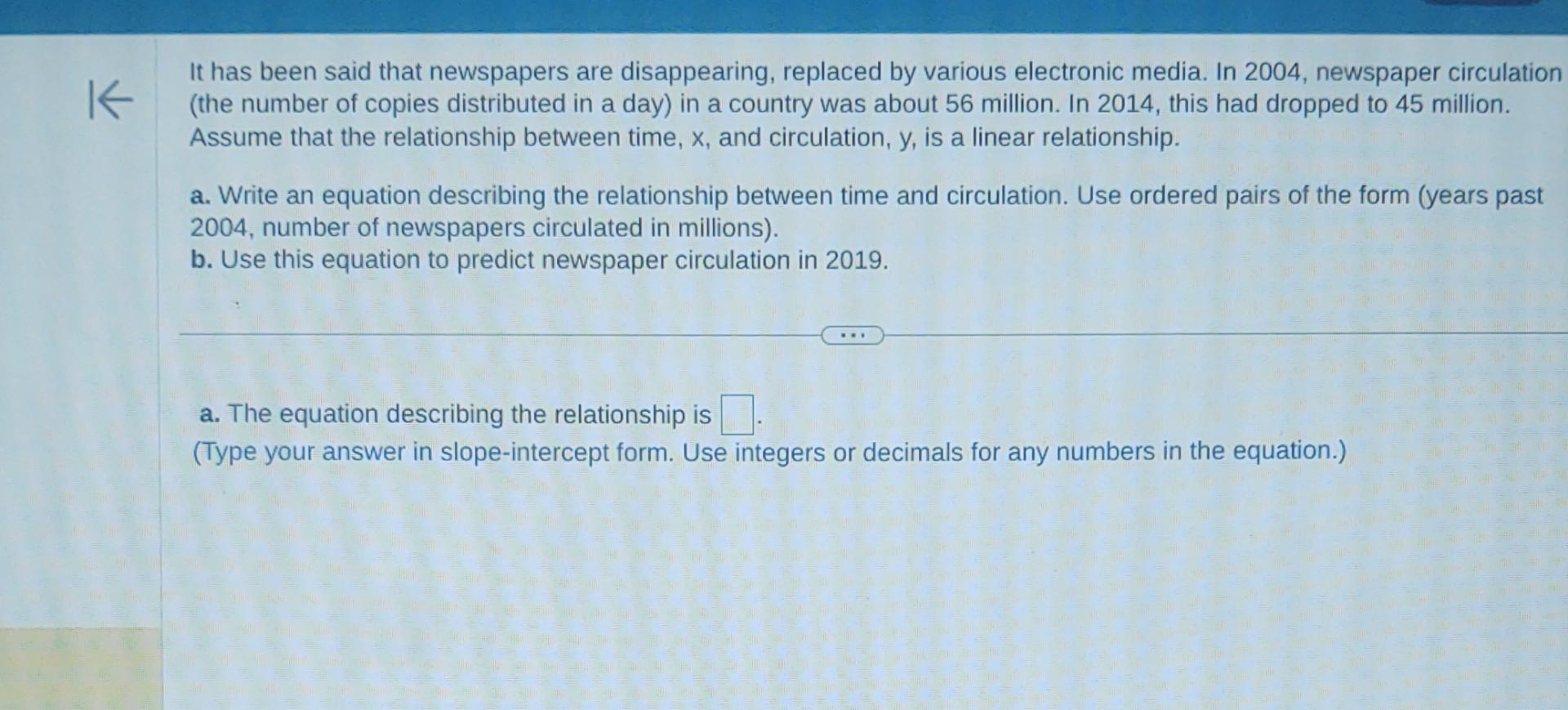Solved It has been said that newspapers are disappearing, | Chegg.com