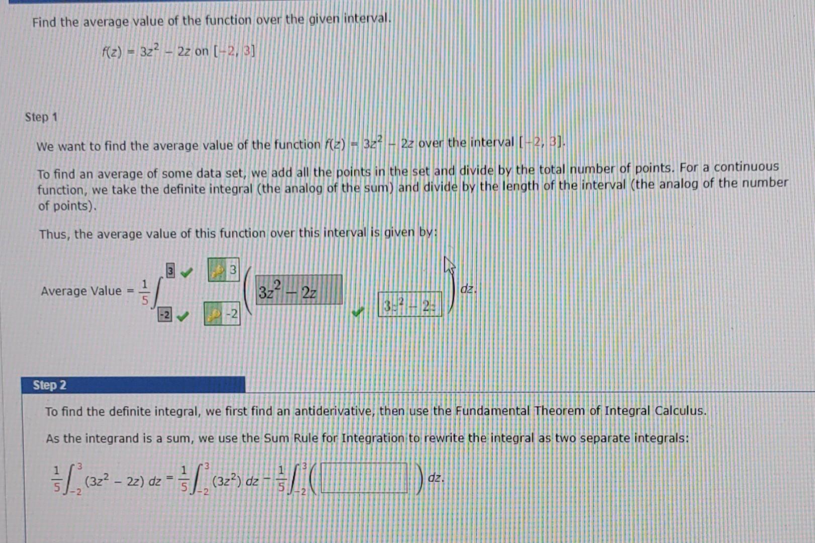 Solved Find the average value of the function over the given | Chegg.com
