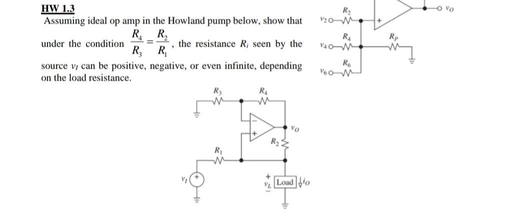 Solved HW 1.3 Assuming ideal op amp in the Howland pump | Chegg.com