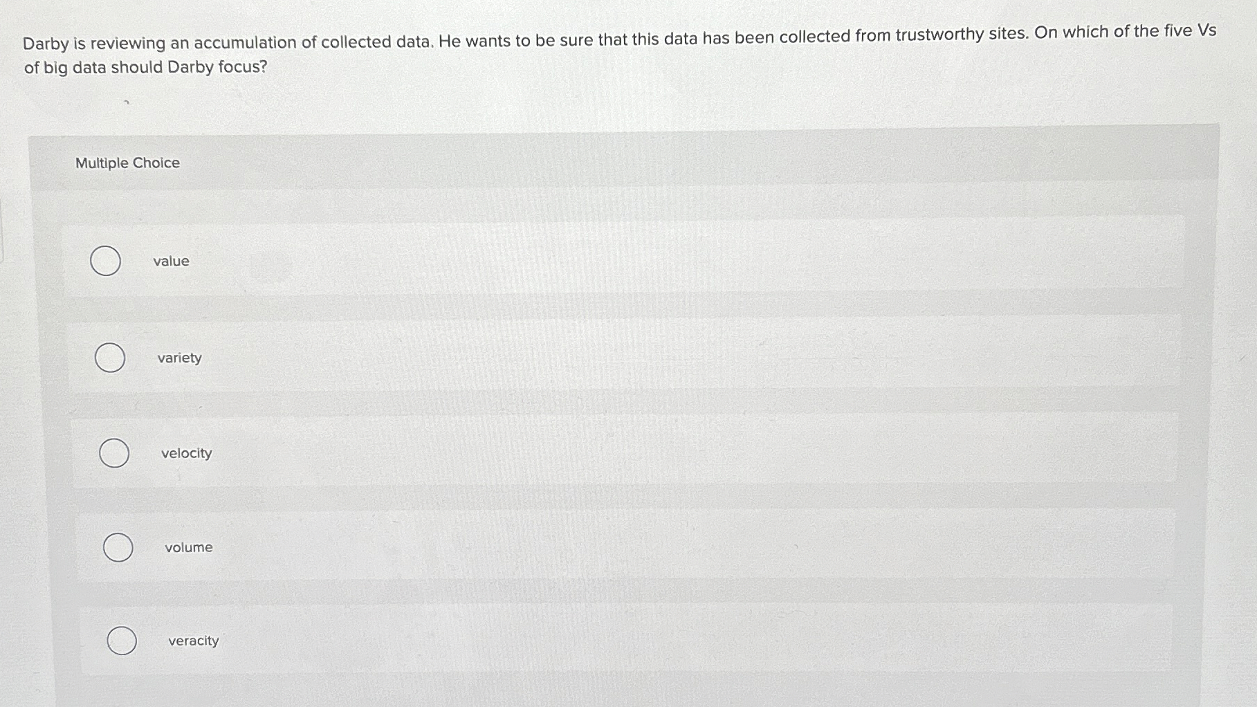 Solved Darby is reviewing an accumulation of collected data. | Chegg.com