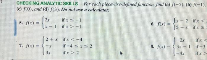 Solved CHECKING ANALYTIC SKILLS For each piecewise-defined | Chegg.com