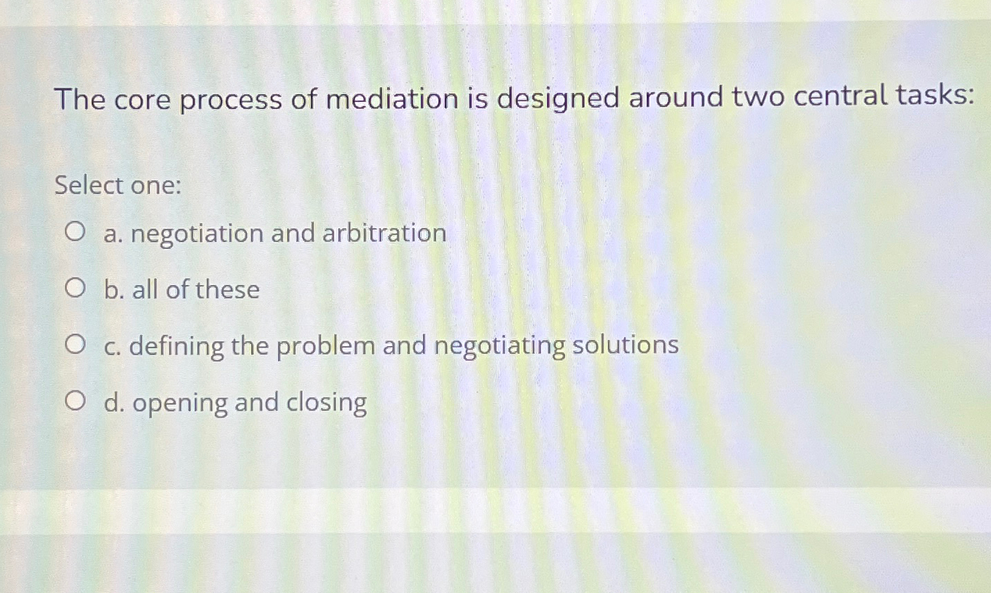Solved The core process of mediation is designed around two | Chegg.com