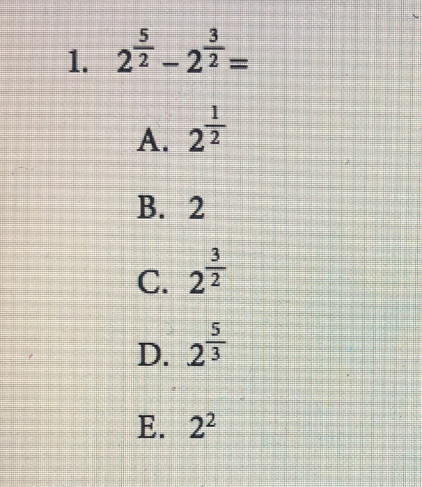 Solved 1. 23 - 2) = B. 2 C. 23 D. 23 E. 22 | Chegg.com