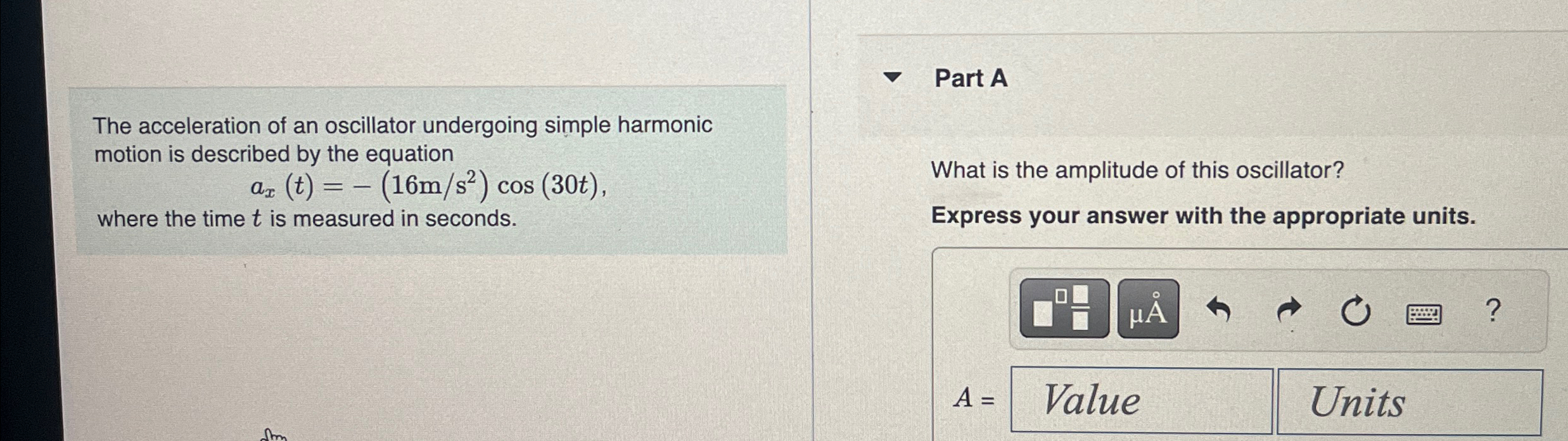 Solved The acceleration of an oscillator undergoing simple | Chegg.com