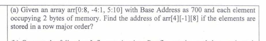 Solved (a) Given an array arr[0:8,−4:1,5:10] with Base | Chegg.com