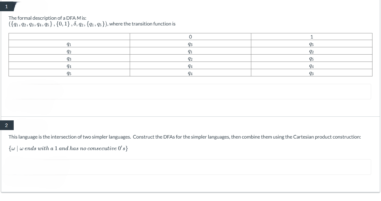 Solved This language is the intersection of two simpler | Chegg.com