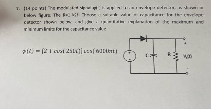 Solved 7. (14 points) The modulated signal o(t) is applied | Chegg.com