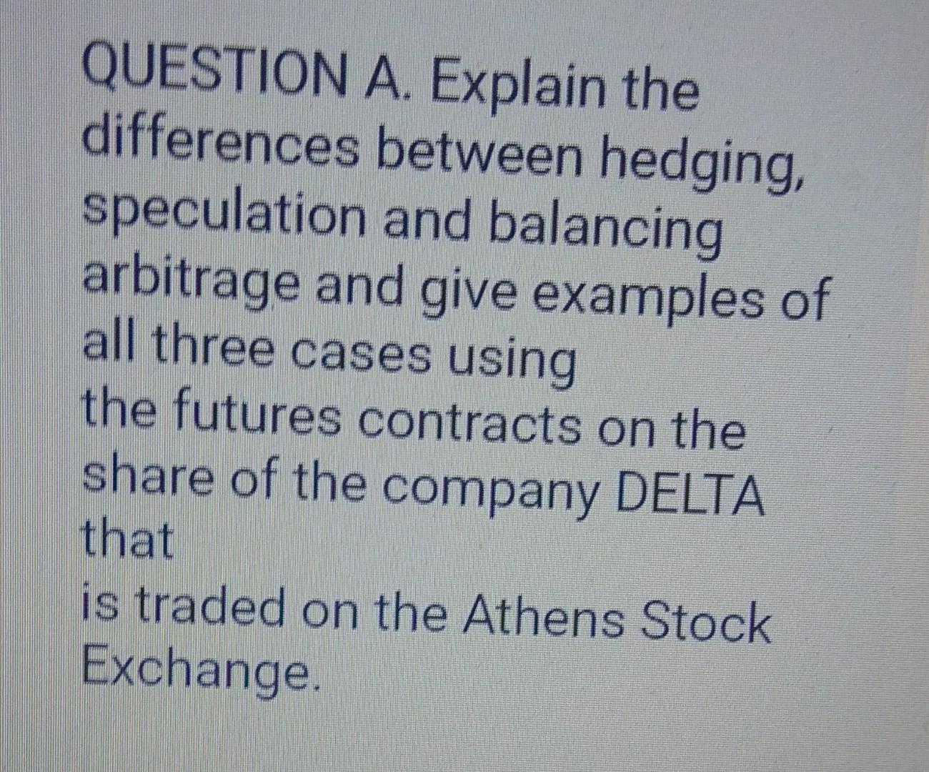 Solved QUESTION A. Explain the differences between hedging, | Chegg.com