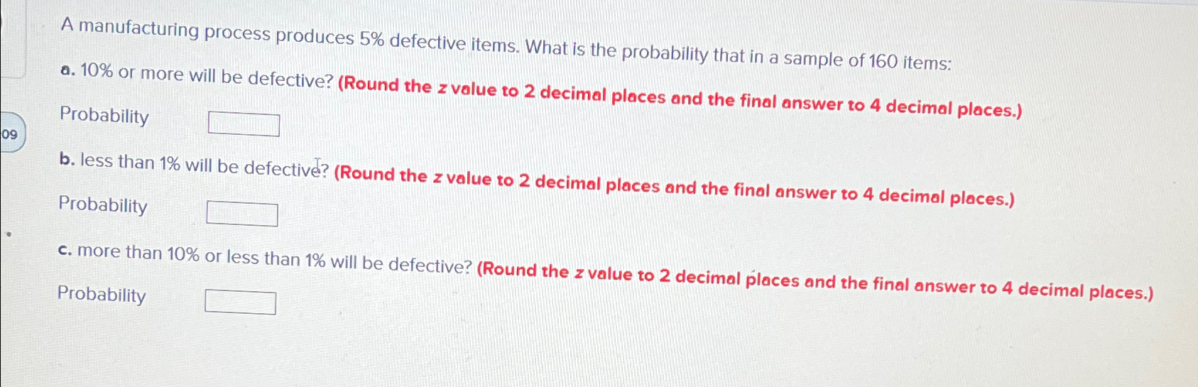 Solved A manufacturing process produces 5% ﻿defective items. | Chegg.com