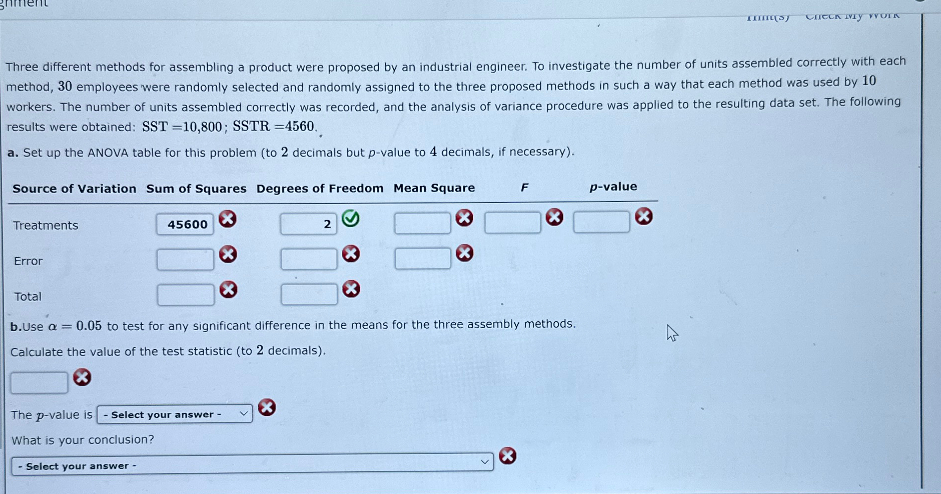 Solved Three different methods for assembling a product were | Chegg.com