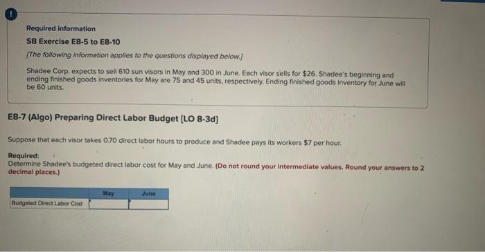 Solved Required information SB Exercise E8-5 to E8-10 [The | Chegg.com