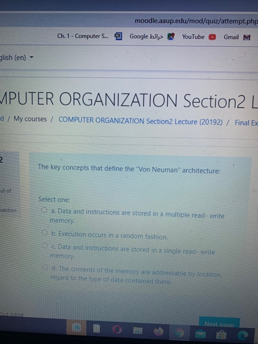 Solved: Moodle.aaup.edu/mod/quiz/attem Ch. 1 - Computer S.... | Chegg.com
