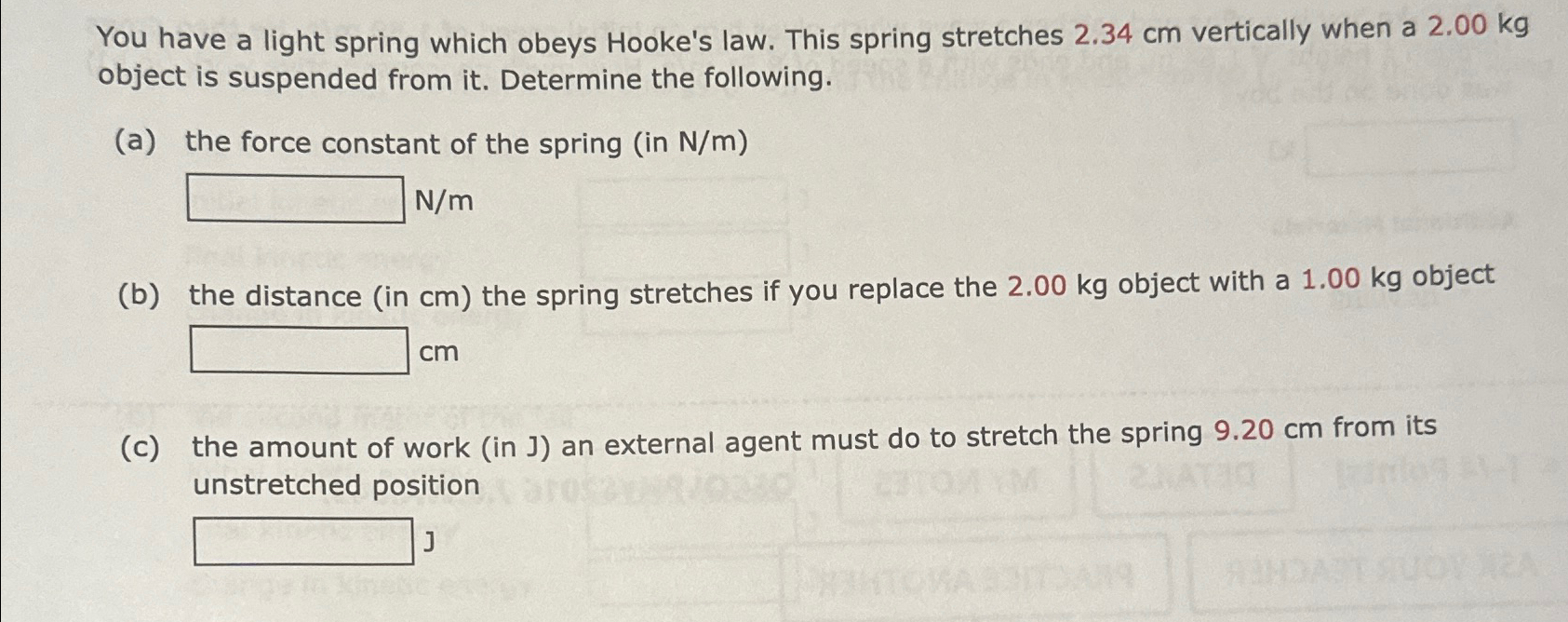 Solved You have a light spring which obeys Hooke's law. This | Chegg.com