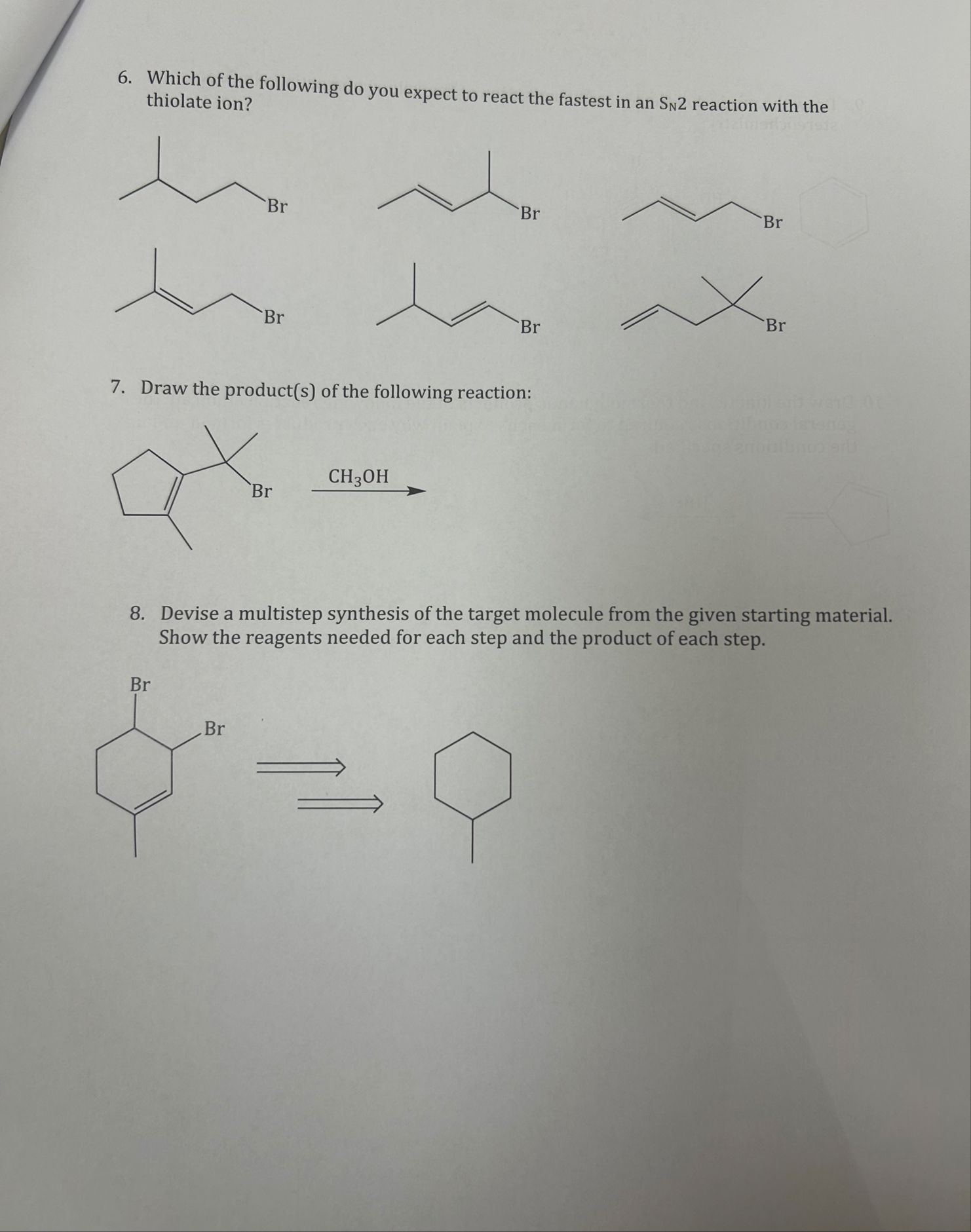 Solved Which of the following do you expect to react the | Chegg.com