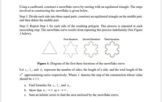 Solved Using a cardboard, construct a snowflake curve by | Chegg.com