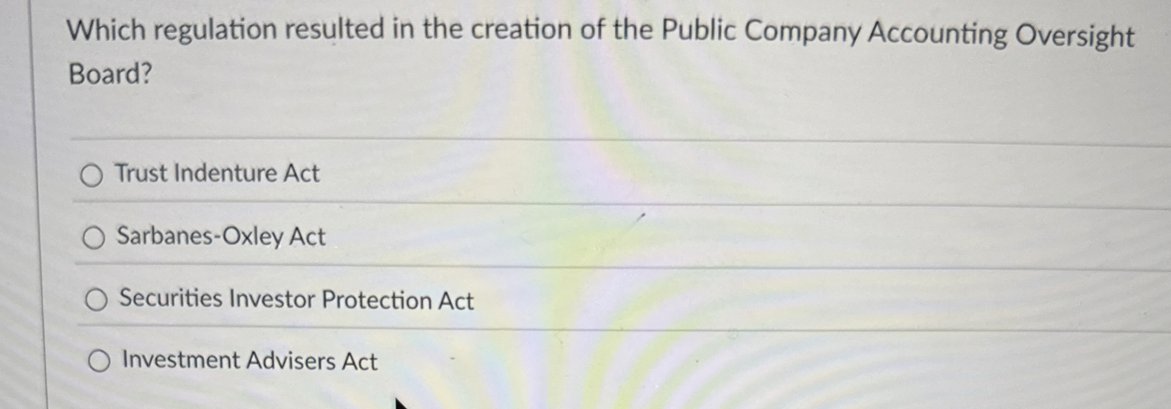 Solved Which regulation resulted in the creation of the | Chegg.com