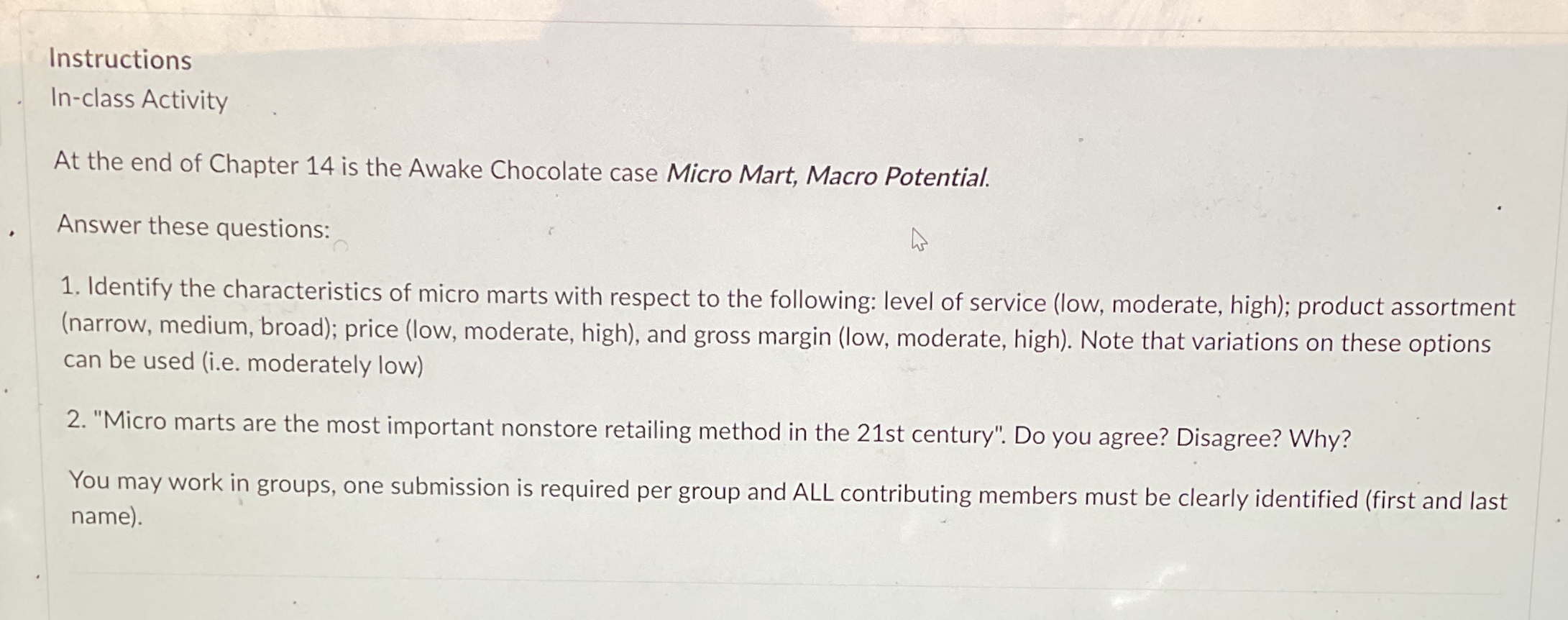 Solved InstructionsIn-class ActivityAt the end of Chapter 14 | Chegg.com