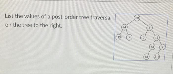 Solved List the values of a pre-order tree traversal on the | Chegg.com