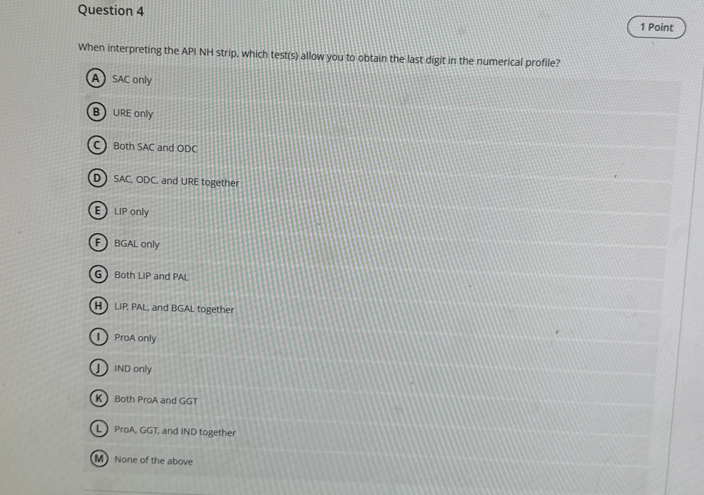 Solved Question 4When interpreting the API NH strip, which | Chegg.com