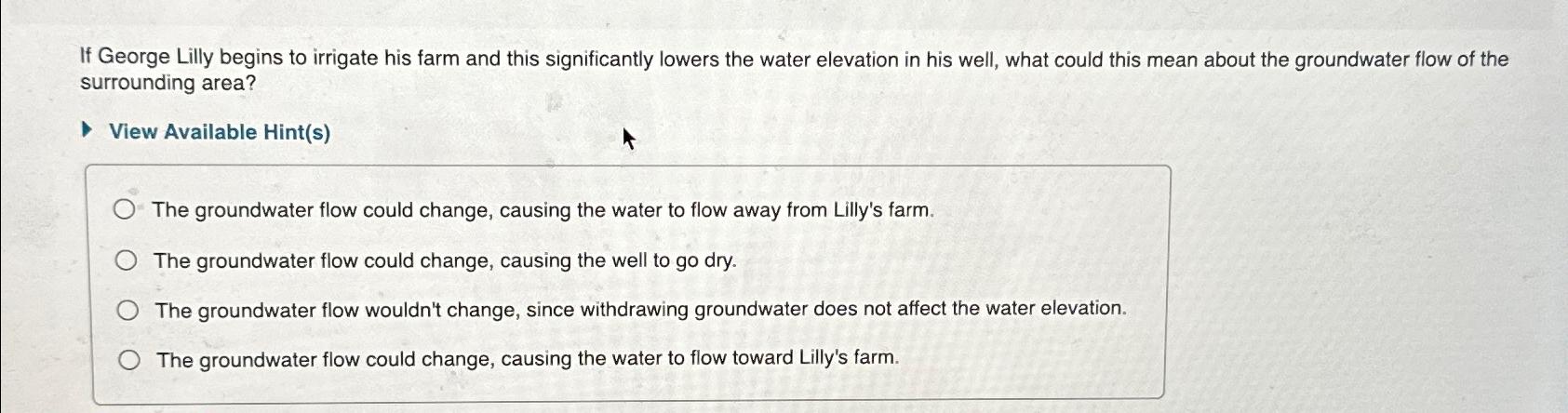 Solved If George Lilly begins to irrigate his farm and this | Chegg.com