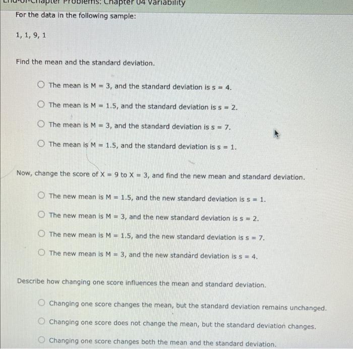 Solved Chapter 04 Variability For the data in the following | Chegg.com