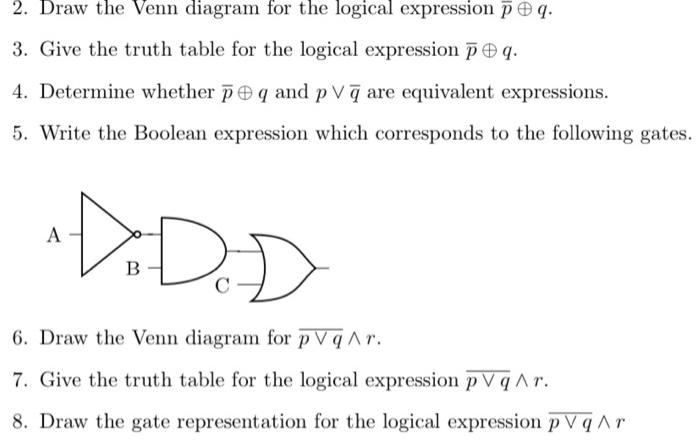 2. Draw the Venn diagram for the logical expression | Chegg.com