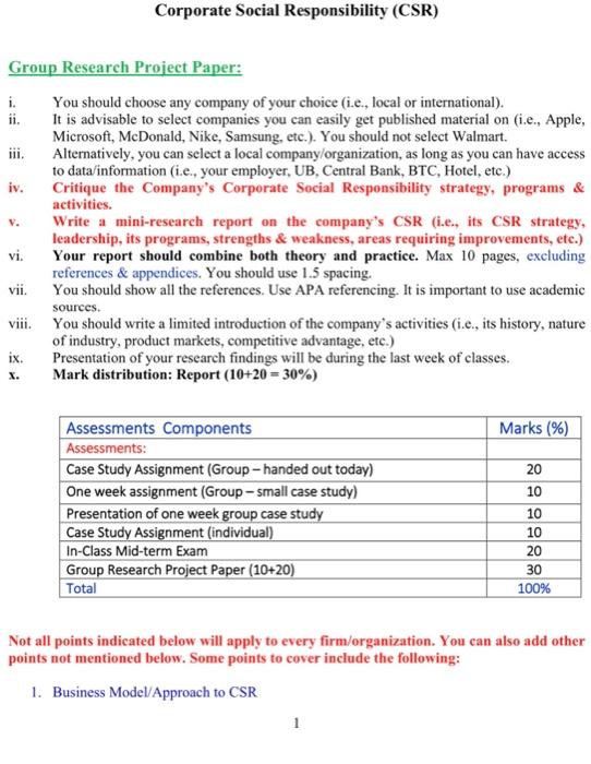 Group Research Project Paper: i. You should choose | Chegg.com