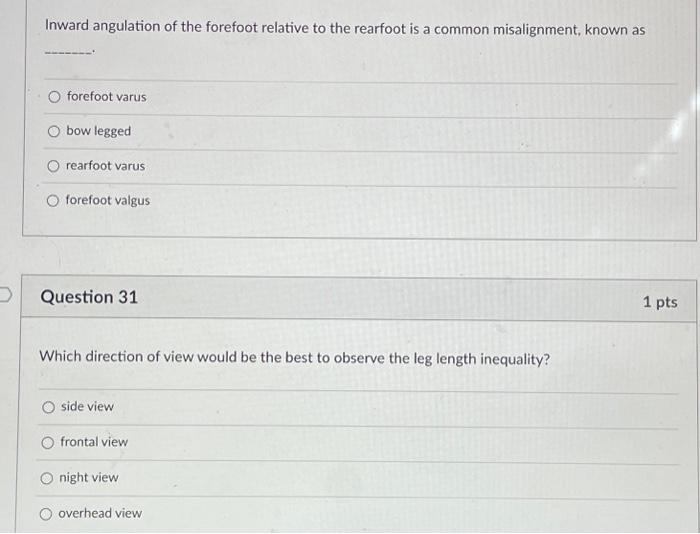 Solved Inward angulation of the forefoot relative to the | Chegg.com