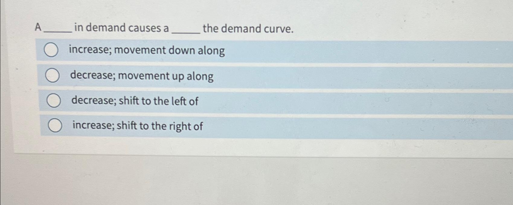 Solved A in demand causes a the demand curve. increase; | Chegg.com