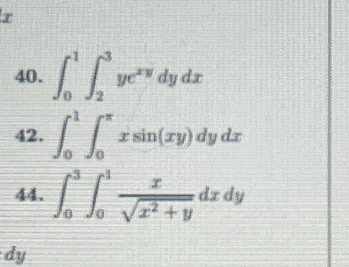 Solved Computing Iterated Integrals In Exercises 33-50, | Chegg.com