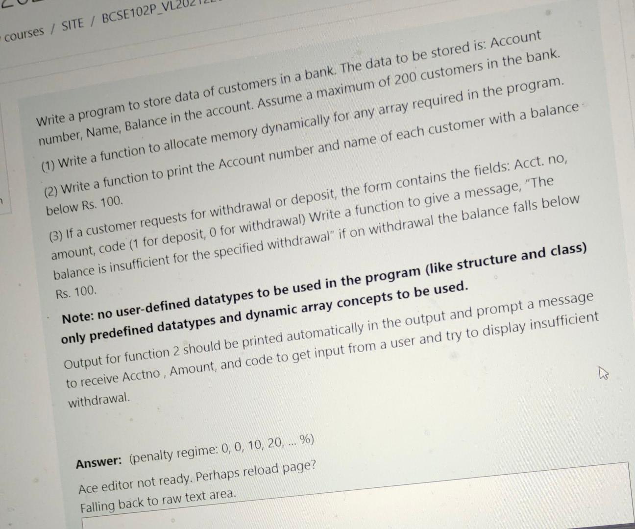 Solved courses / SITE / BCSE102P VL Write a program to store | Chegg.com