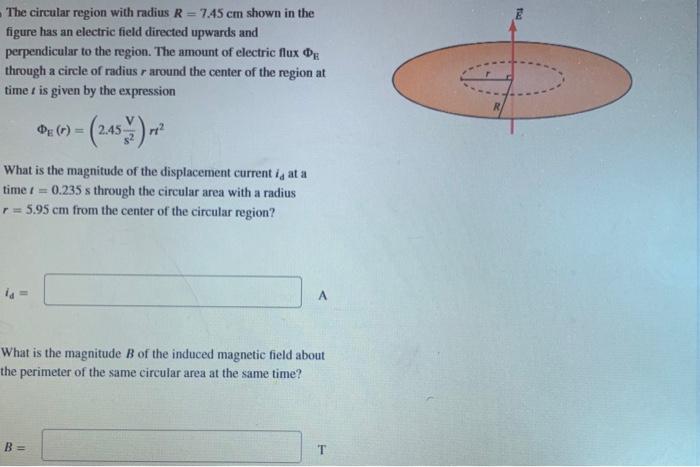 Solved The circular region with radius R=7.45 cm shown in | Chegg.com