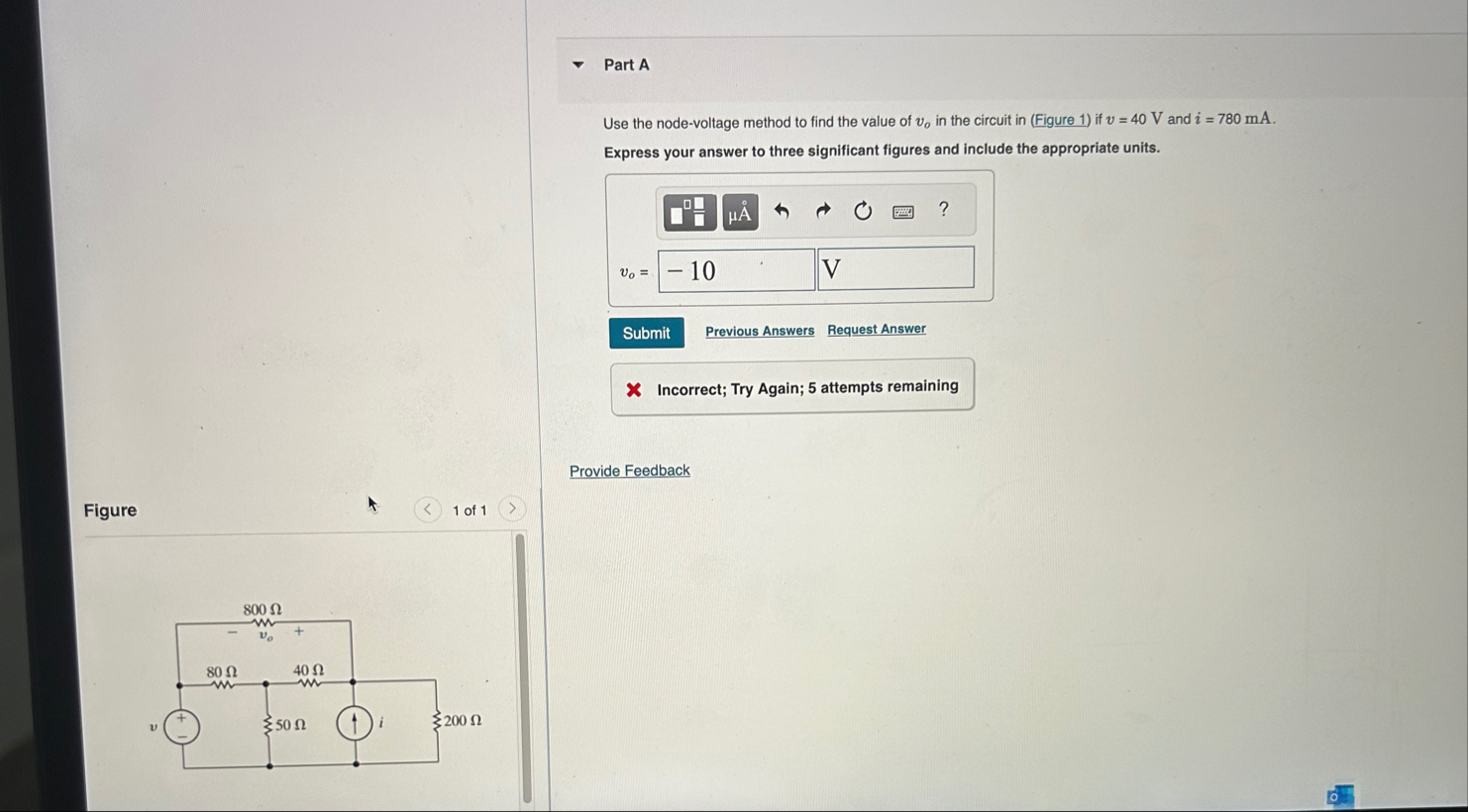 Solved Part AUse the node-voltage method to find the value | Chegg.com