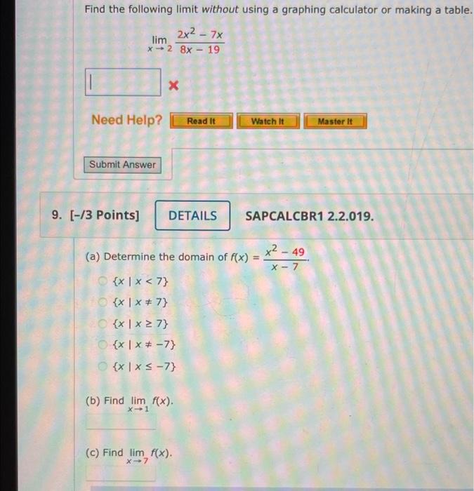 Solved Find the following limit without using a graphing | Chegg.com