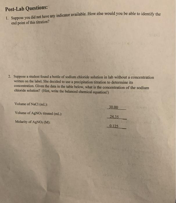 Name: Precipitation Titration of Cobalt (II) Chloride | Chegg.com