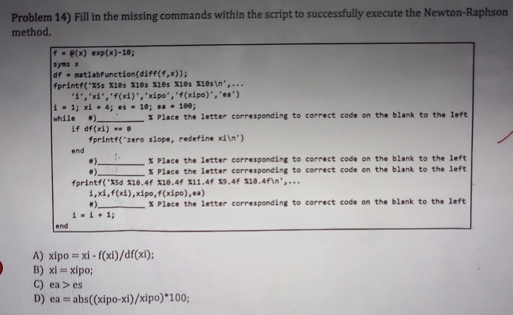 Solved Problem 5) Fill in the missing commands within the | Chegg.com
