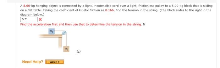 Solved A 8.60−kg hanging object is connected by a light, | Chegg.com