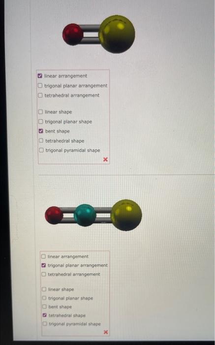 Solved linear arrangement trigonal planar arrangement | Chegg.com